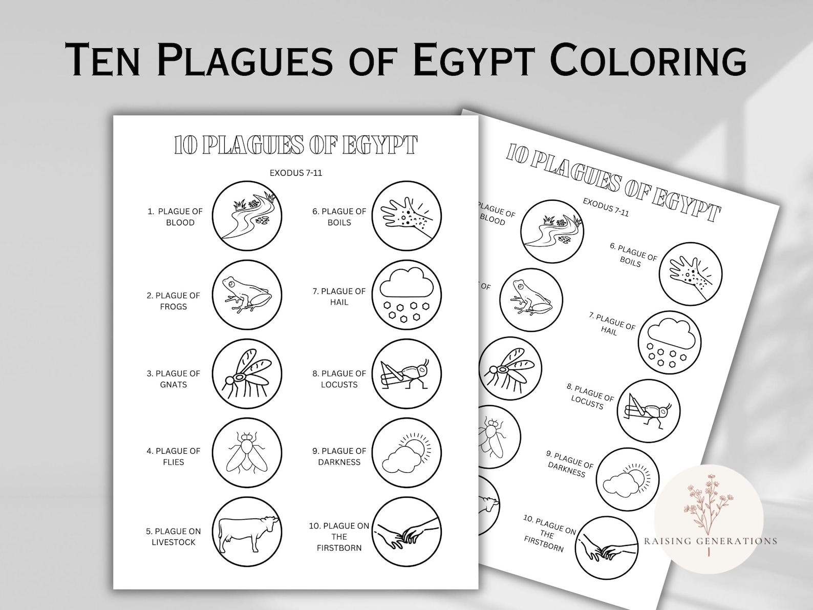 The 10 Plagues of Egypt Coloring Ten Plagues Printable Moses in Egypt ...