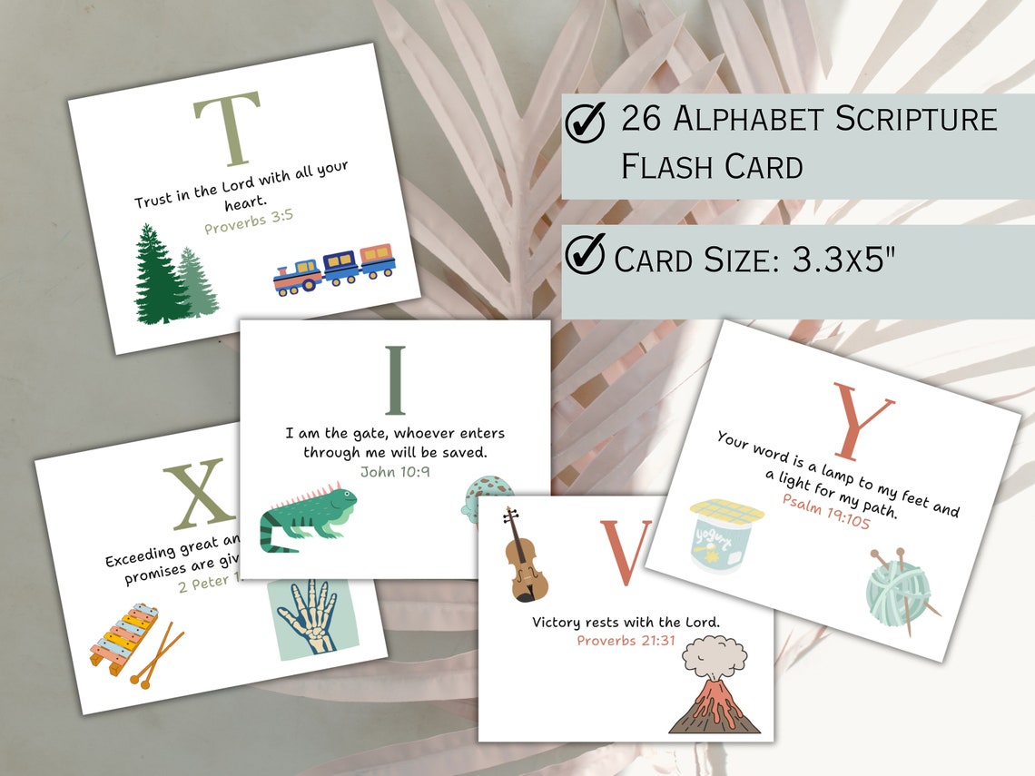 ABC Bible Verse Flashcards Scripture Card Printable Alphabet Bible ...