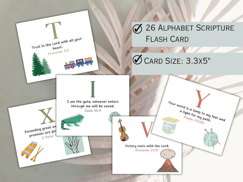 ABC Bible Verse Flashcards Scripture Card Printable Alphabet Bible ...