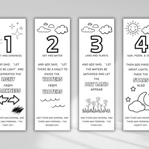 Days of Creation Craft Coloring Bookmarks DIY Gift for Book Lovers ...