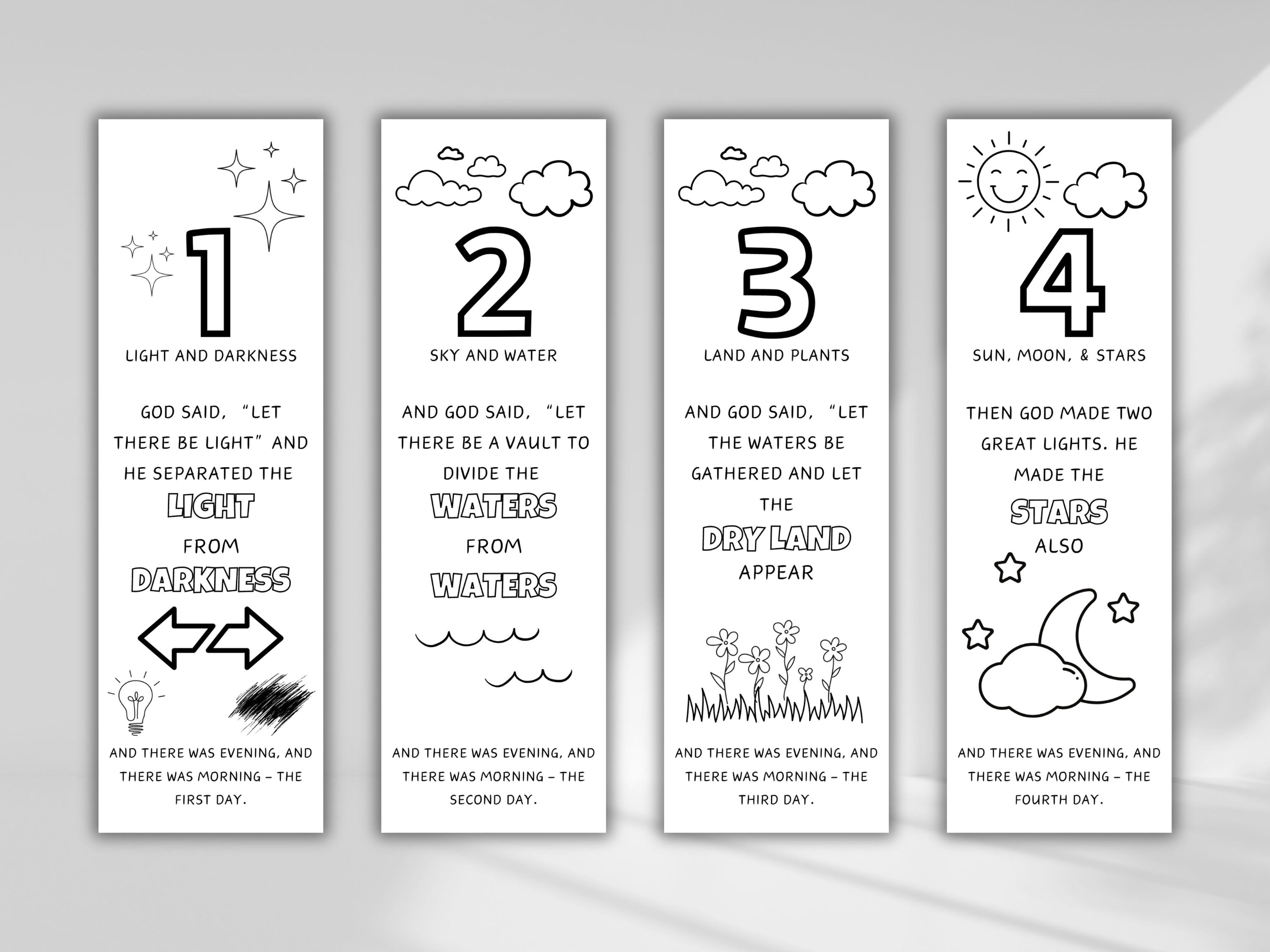 Days of Creation Craft Coloring Bookmarks DIY Gift for Book Lovers ...