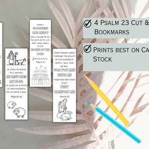 Psalm 23 Bible Verse Coloring Scripture Bookmarks Printable Sunday ...