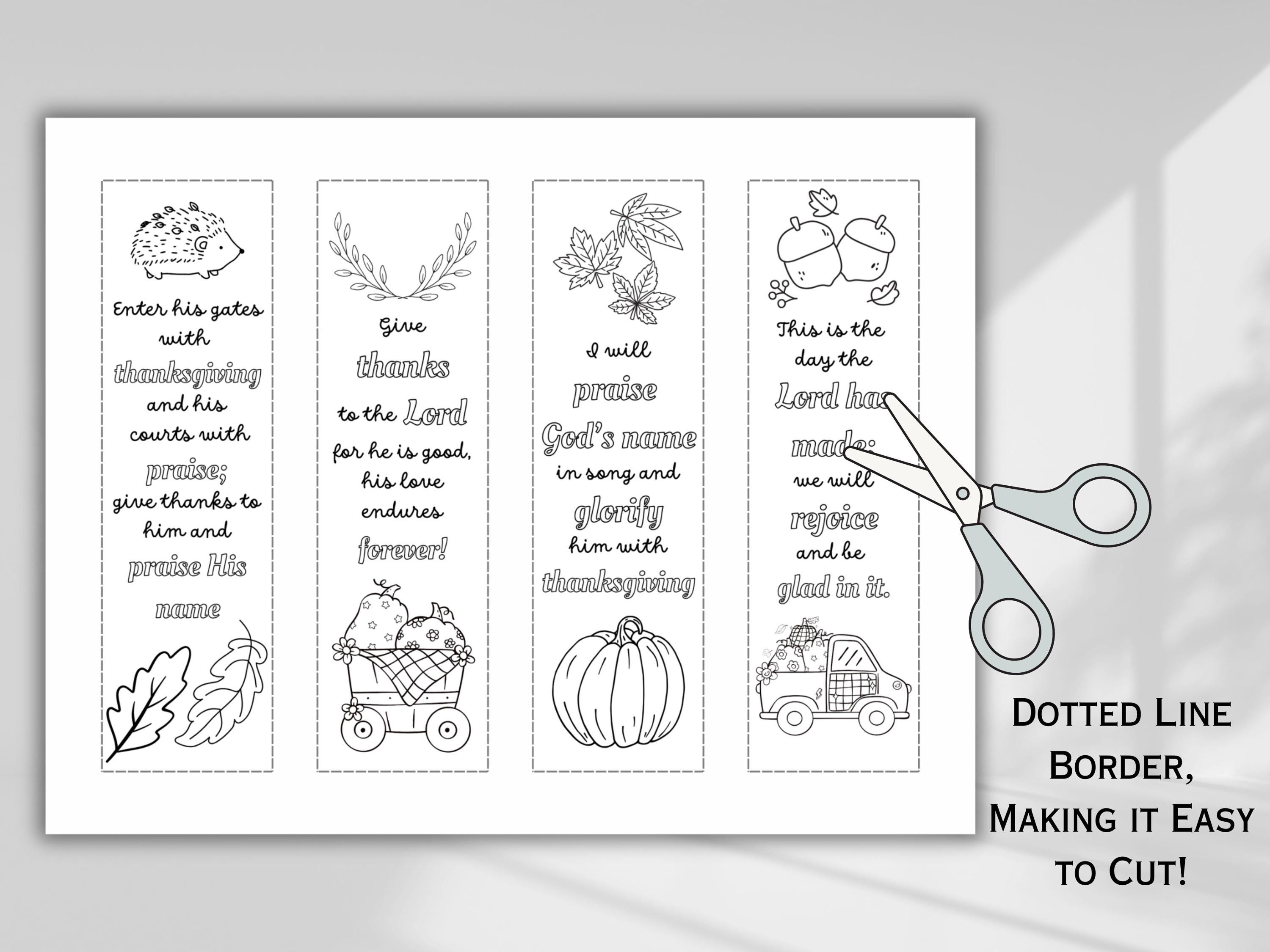 Christian Fall Coloring Bookmarks Thanksgiving Activity for Kids Fall ...