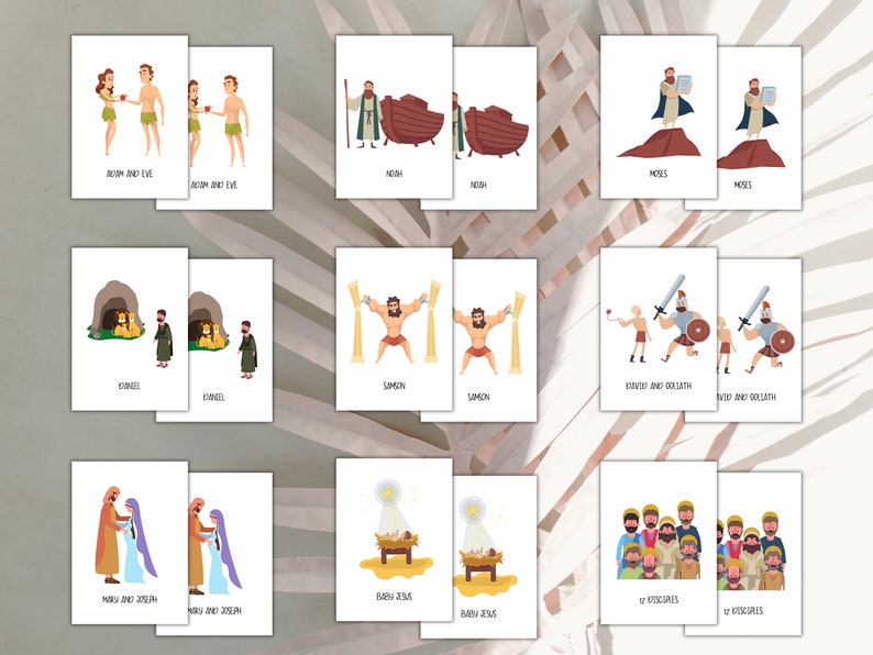 Kids Bible Character Matching Game Christian Memory Matching Card Game ...