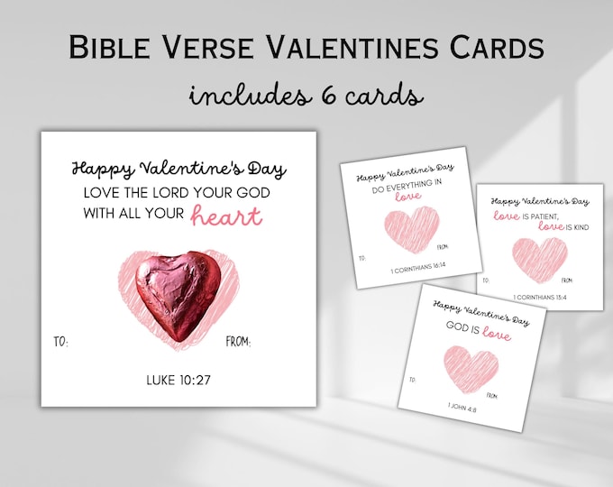 Christian Valentines Love Scripture Cards | Kids Valentine's Day Cards ...