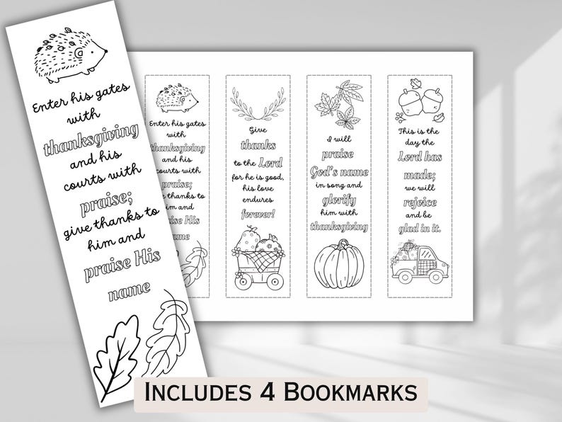 Christian Fall Coloring Bookmarks Thanksgiving Activity for Kids Fall ...