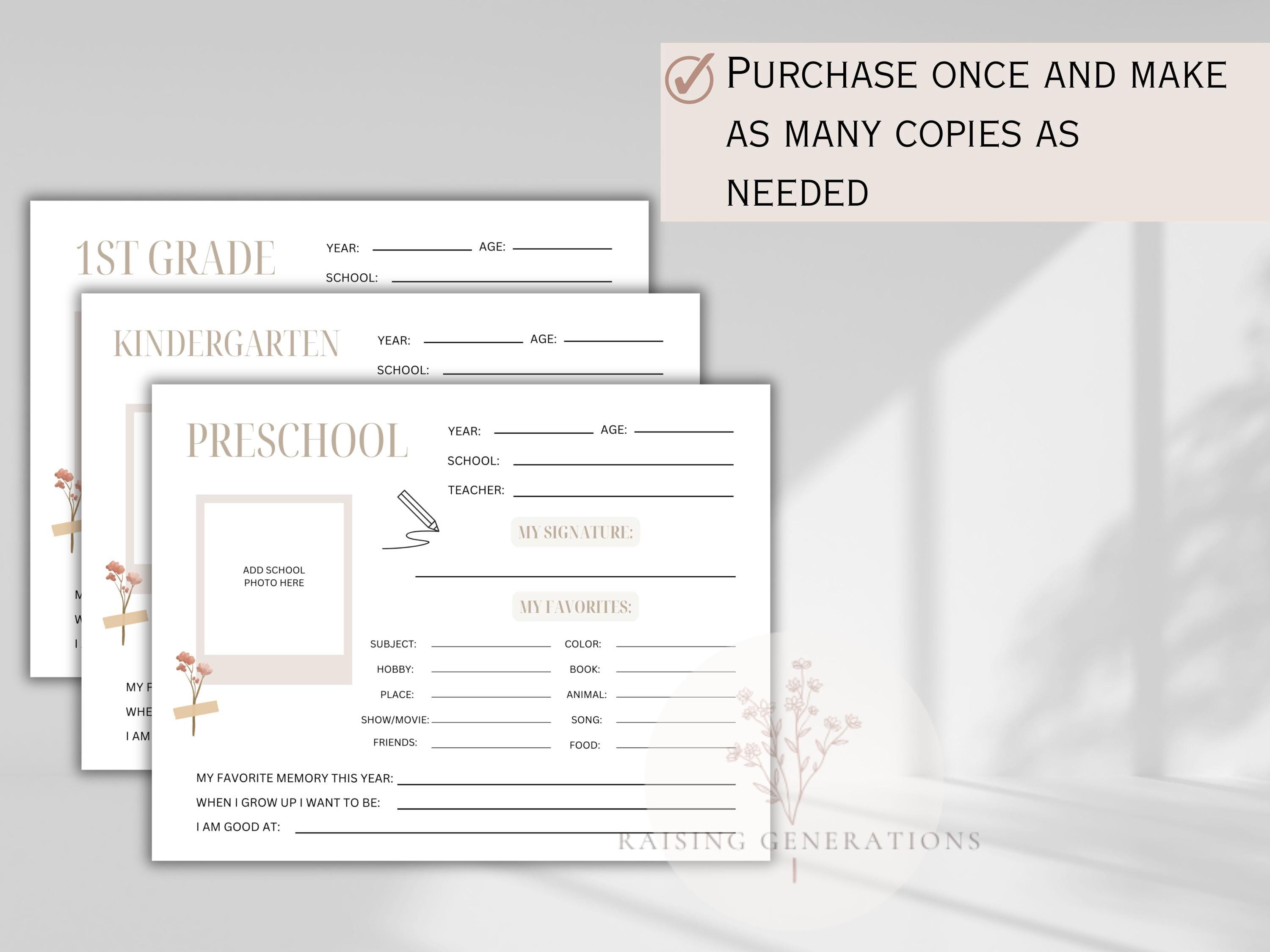 School Memory Box, School Memory Sheets, Kids Questionnaire, School ...