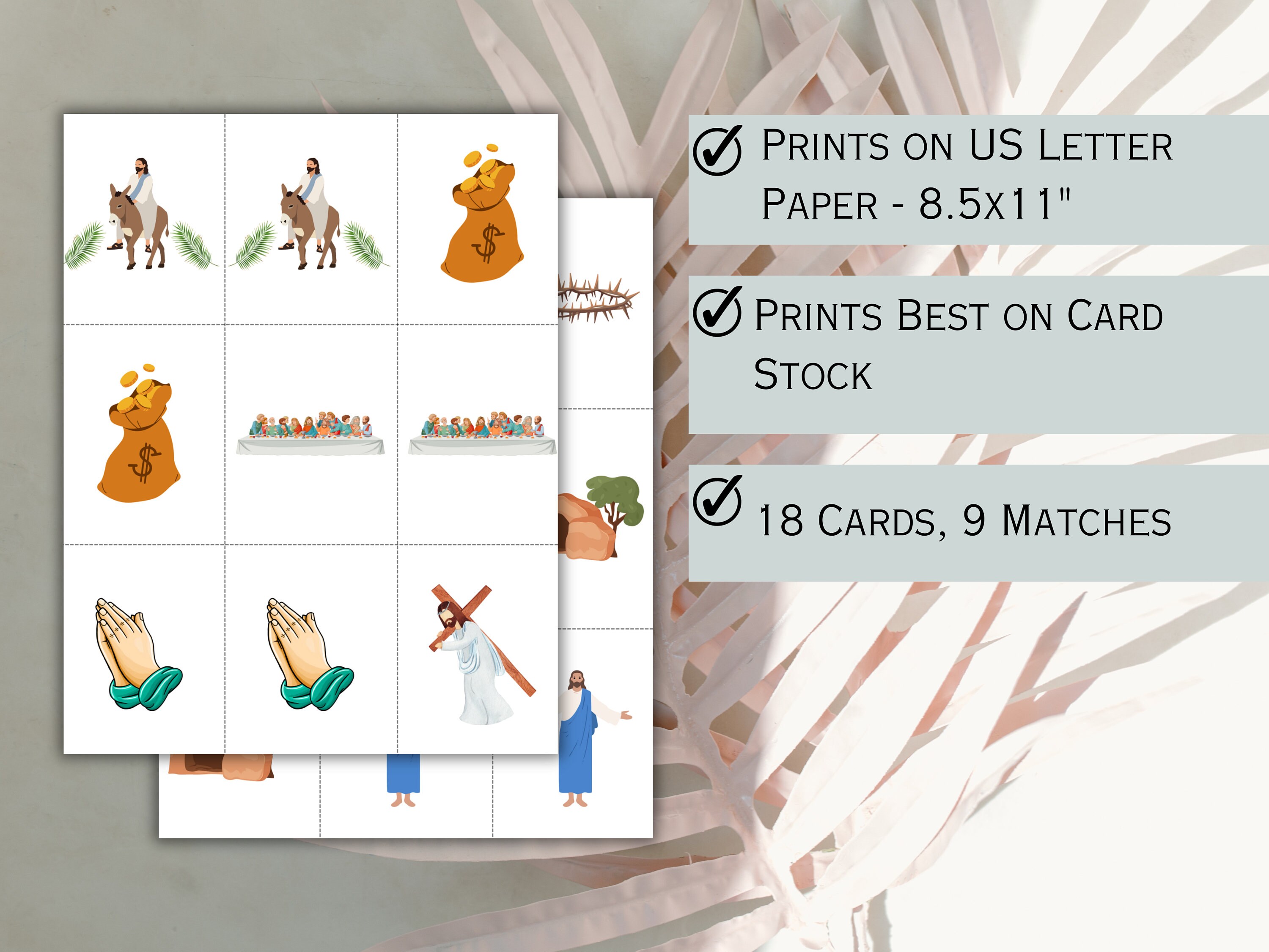 Christian Easter Memory Matching Game for Kids, Children Sunday School ...