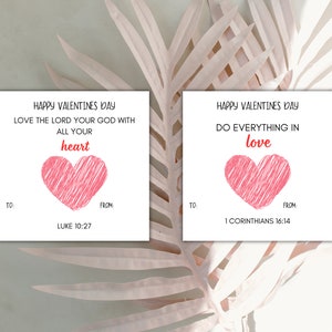 Valentines Bible Verse Cards for Kids, Classmates DIY Christian ...