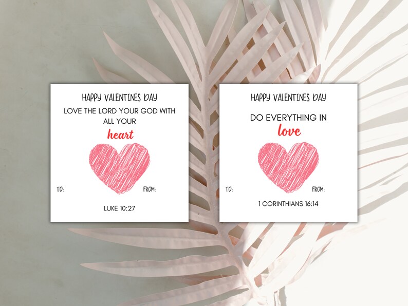 Valentines Bible Verse Cards for Kids, Classmates DIY Christian ...