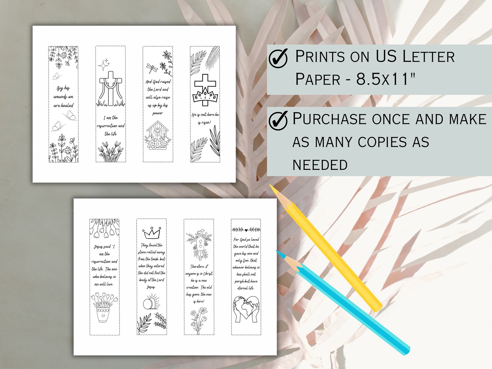 8 Christian Easter Coloring Bookmark Bundle Children's Ministry ...