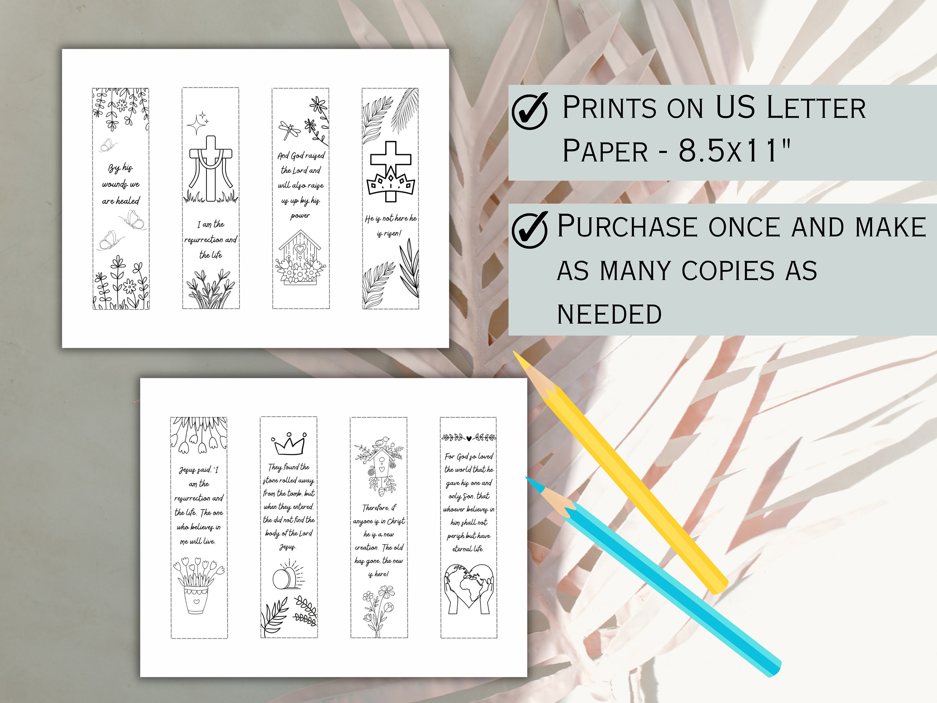 8 Christian Easter Coloring Bookmark Bundle Children's Ministry ...