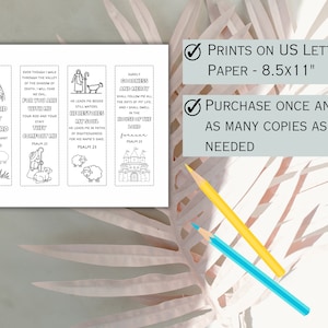 Psalm 23 Bible Verse Coloring Scripture Bookmarks Printable Sunday ...