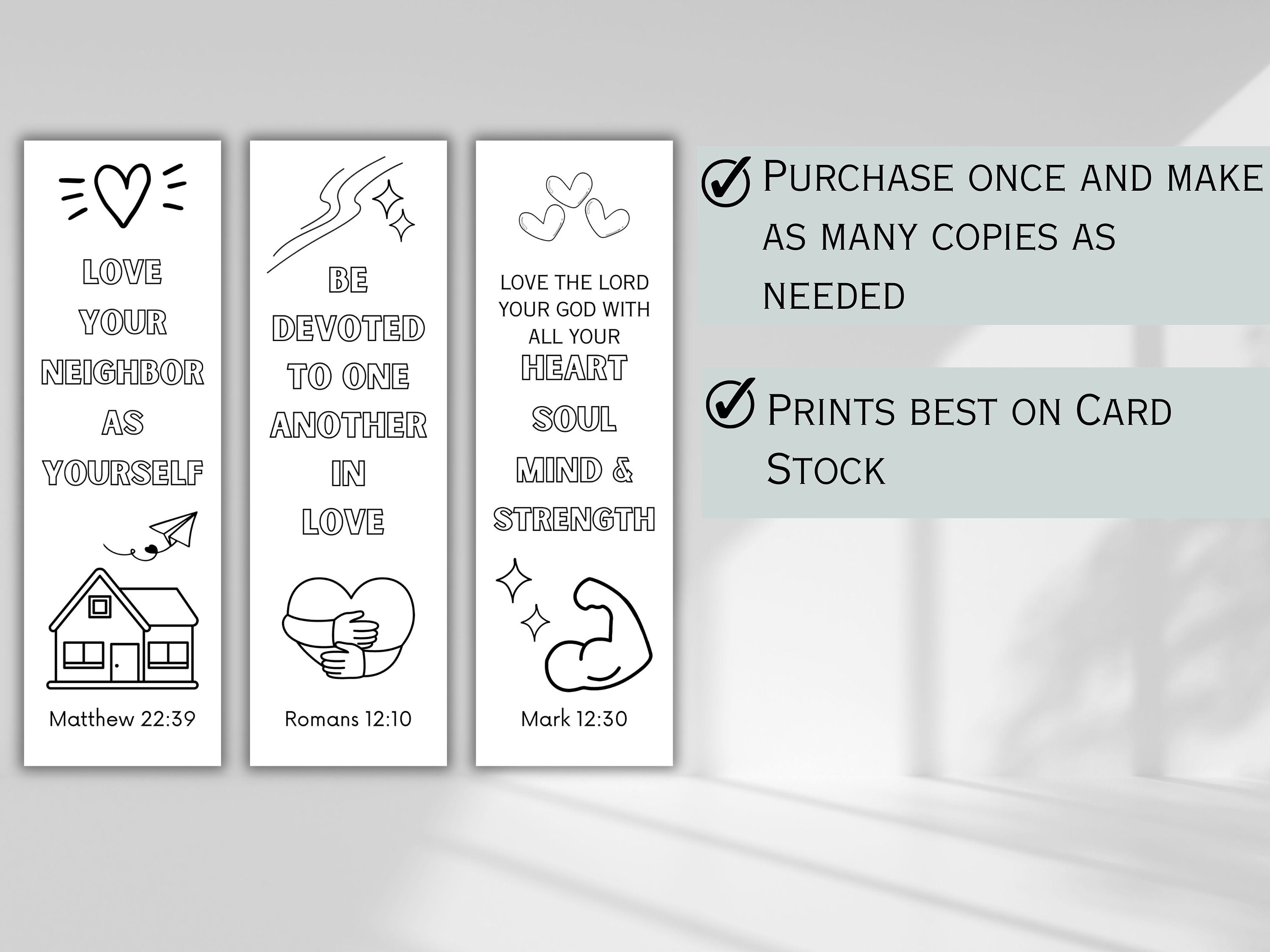 Bible Verse Coloring Bookmarks Printable Sunday School Craft About Gods ...