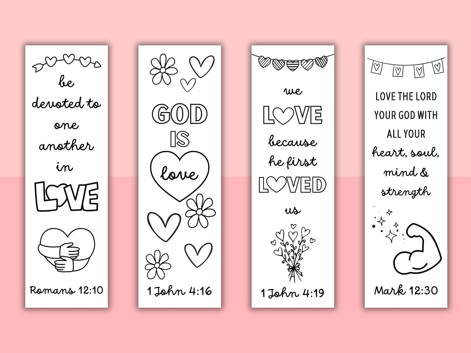Valentines Bible Verse Coloring Bookmarks Printable Sunday School Craft ...