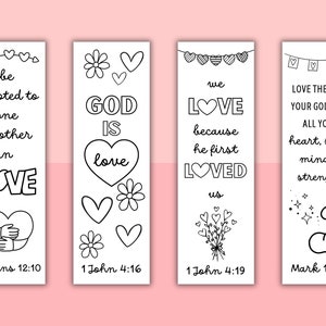 Valentines Bible Verse Coloring Bookmarks | Printable Sunday School ...