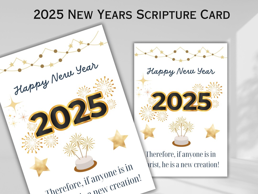 Christian New Years Cards New Year's Scripture Cards 2025 Printable ...