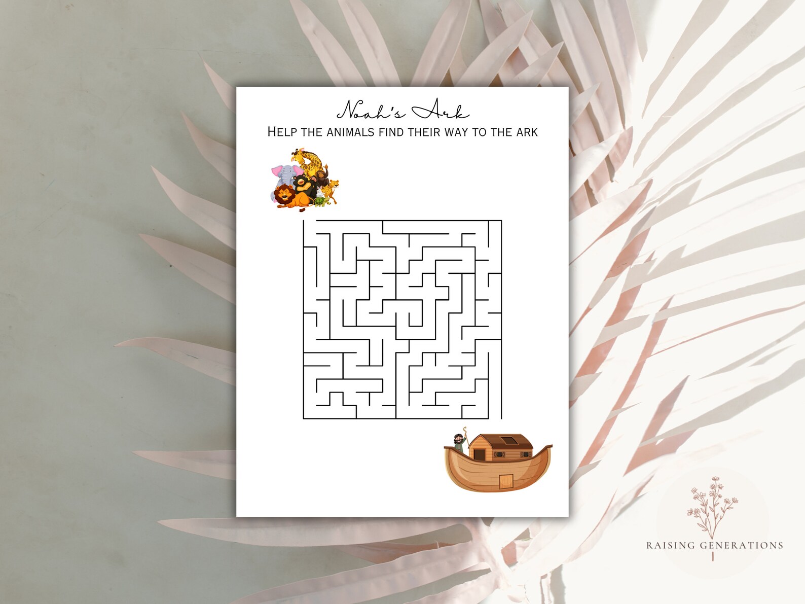 Noahs Ark Flood Activity Printable Bible Story Fun Learning Craft for ...