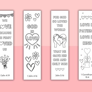 Valentines Bible Verse Coloring Bookmarks Printable Sunday School Craft ...