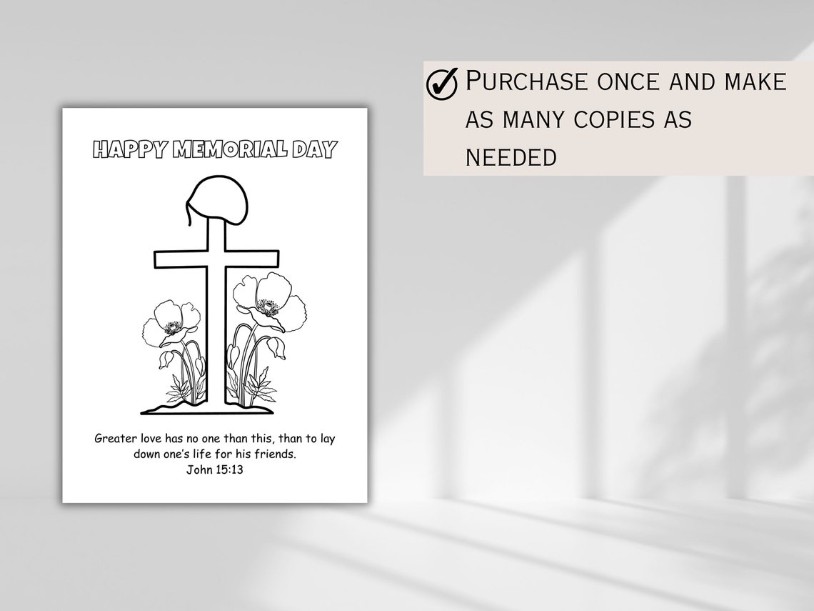 Christian Memorial Day Coloring Pages Memorial Day Craft Printable ...