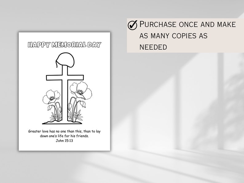 Christian Memorial Day Coloring Pages Memorial Day Craft Printable ...