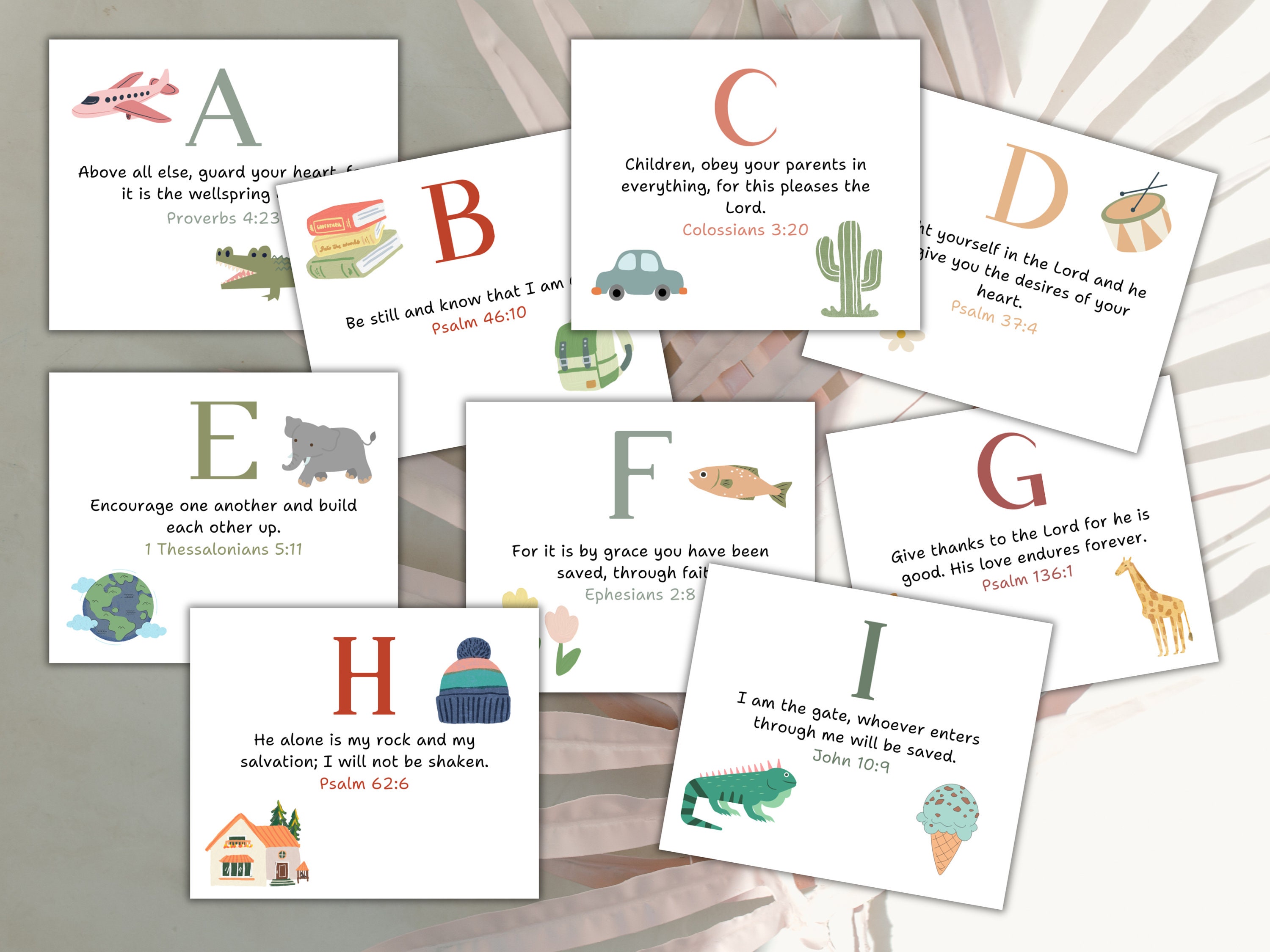 ABC Bible Verse Flashcards Scripture Card Printable Alphabet Bible ...