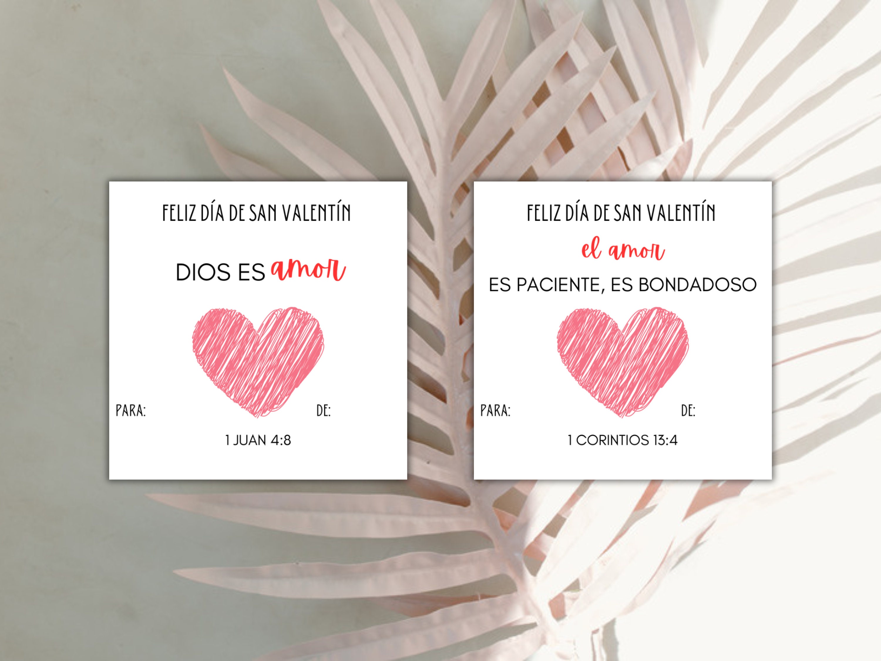 Spanish Valentines Bible Verse Cards for Kids Classmates DIY Christian ...