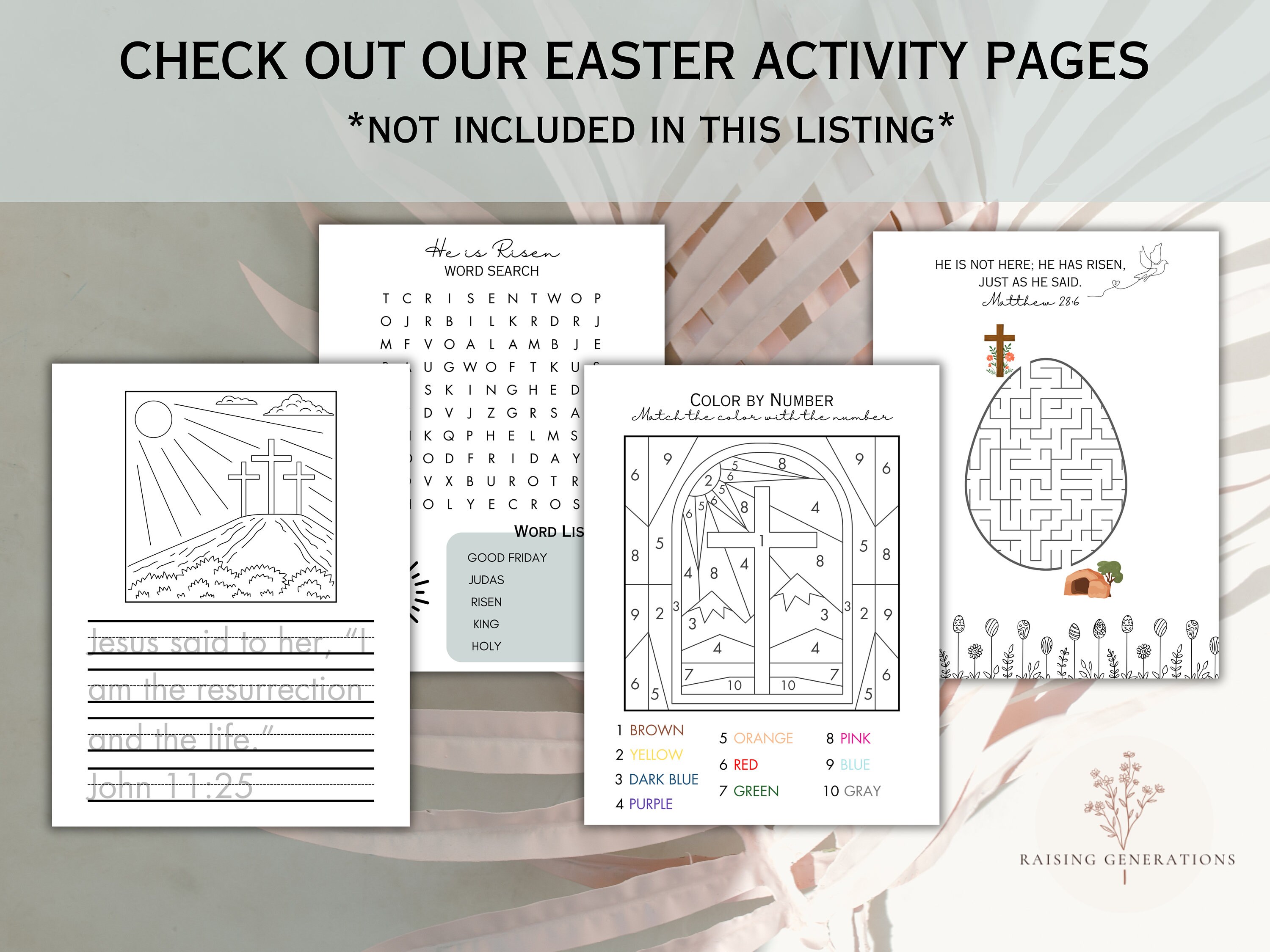 Christian Easter Color Activity Kids Sunday School Easter Sunday Craft ...