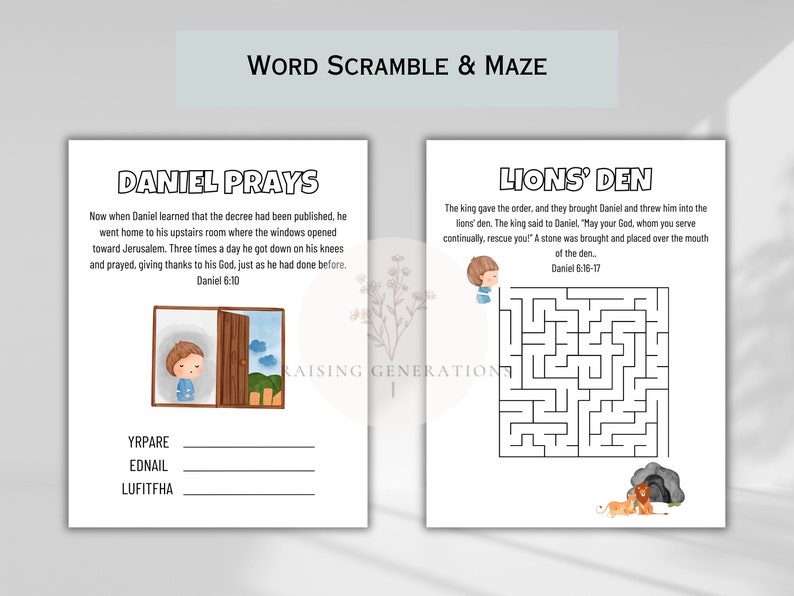 Daniel and the Lions Den Craft Sunday School Activity Page Bible Games ...