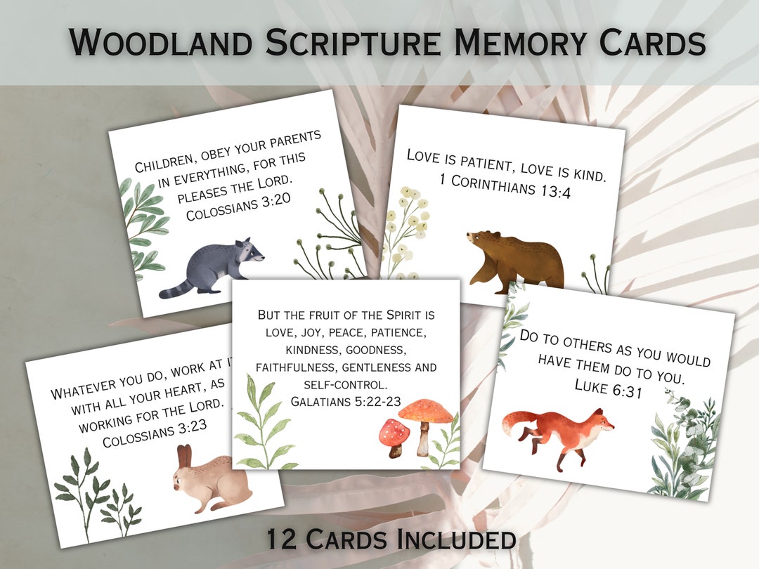 Bible Verse Cards Scripture Memory Cards Printable Scripture Cards for ...
