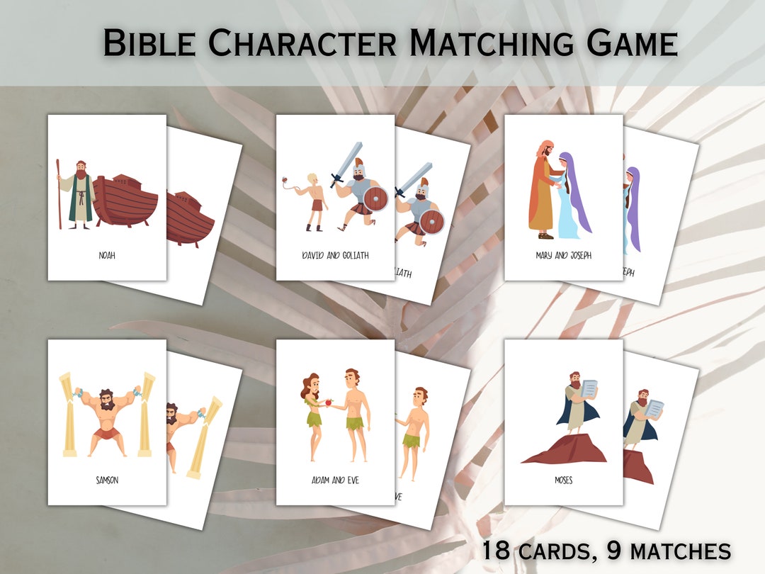 Kids Bible Character Matching Game Christian Memory Matching Card Game ...