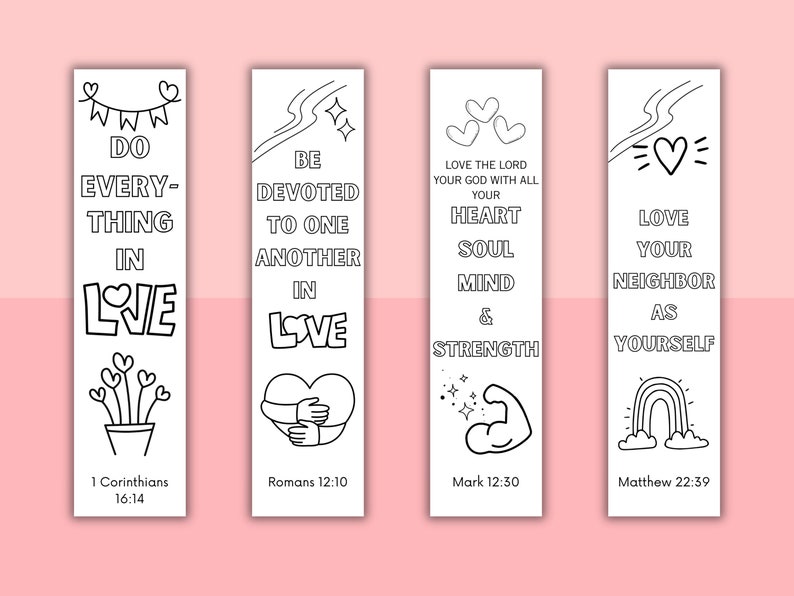 Valentines Bible Verse Coloring Bookmarks Printable Sunday School Craft ...