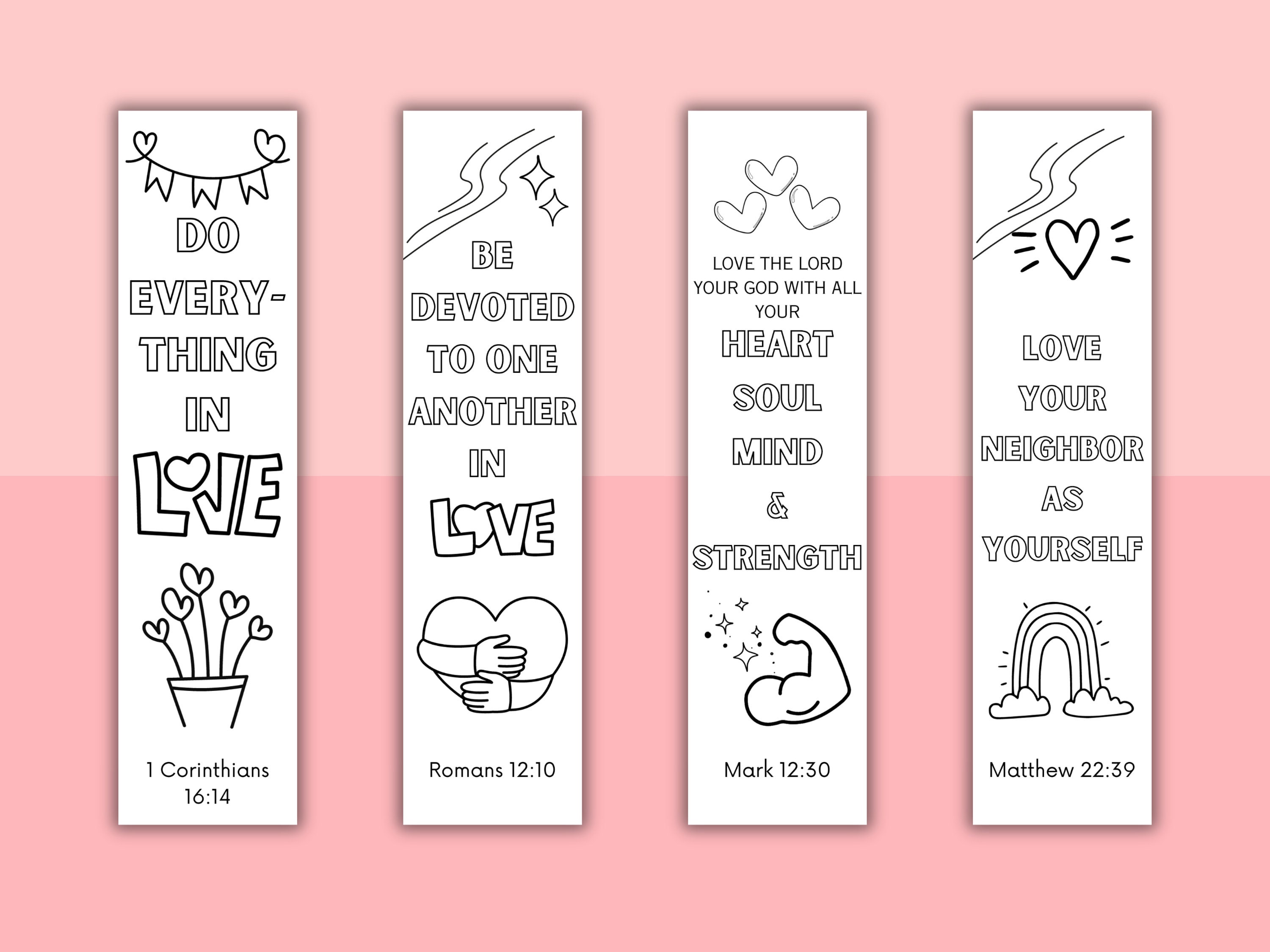 Valentines Bible Verse Coloring Bookmarks Printable Sunday School Craft ...