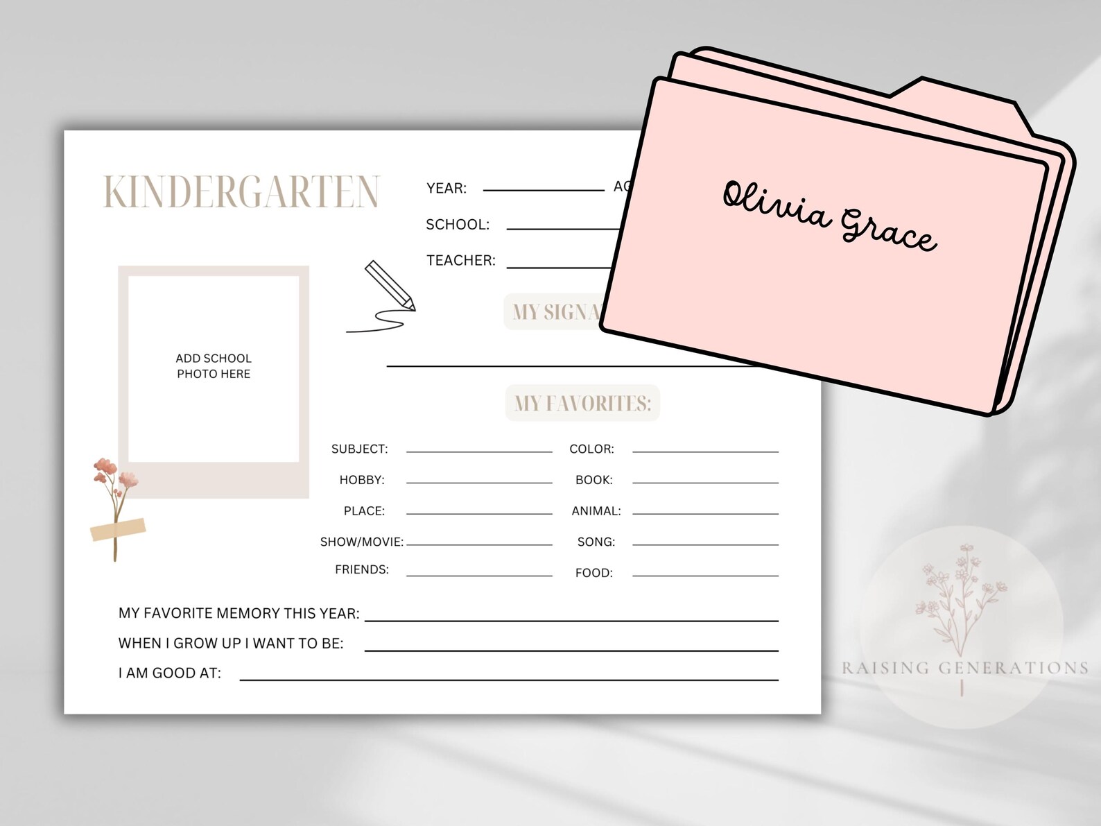 School Memory Box, School Memory Sheets, Kids Questionnaire, School ...