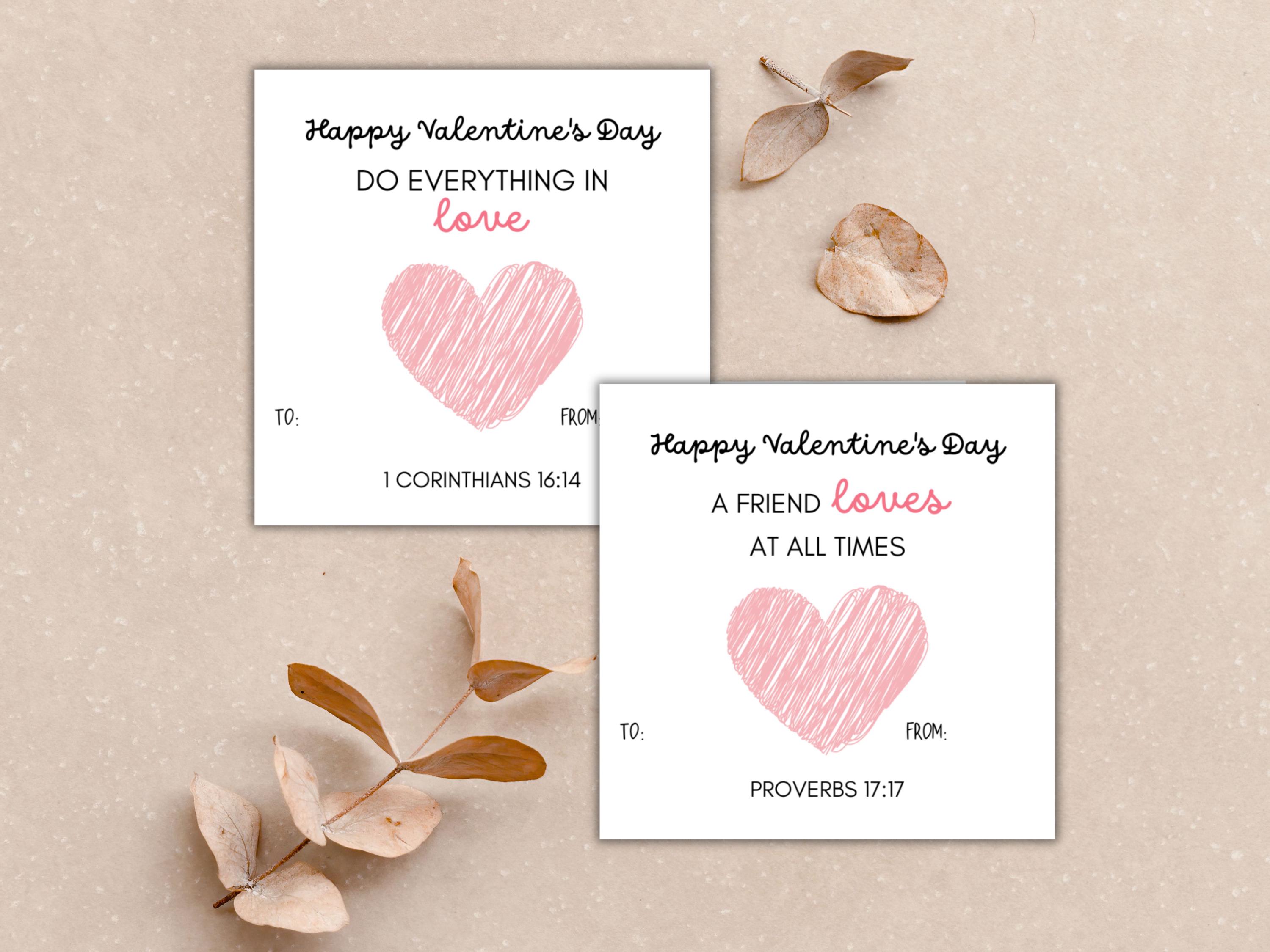 Valentines Bible Verse Cards for Kids, Classmates | DIY Christian ...
