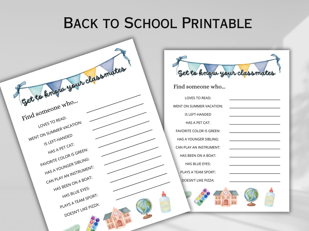 Get to Know Your Classmates First Day of School Printable Ice Breaker ...