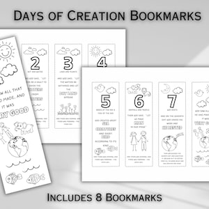 Days of Creation Craft Coloring Bookmarks DIY Gift for Book Lovers ...