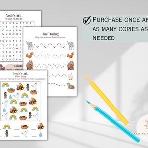 Noah's Ark Activity Bundle Printable Bible Lesson Sunday School Craft ...