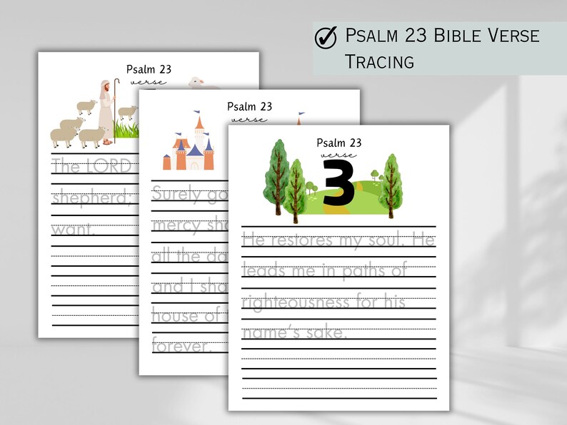 Psalm 23 Printable Bible Memorization Worksheet Sunday School Bible ...