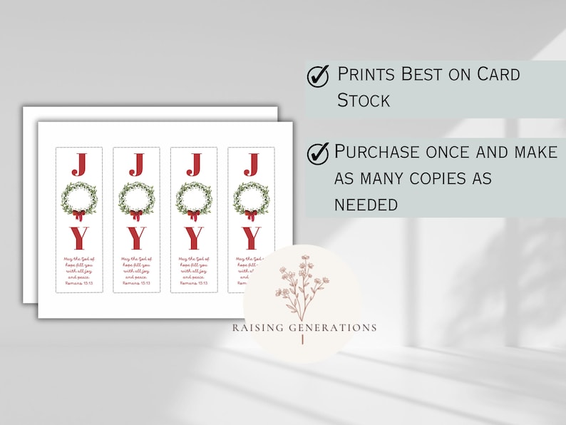 Christian Christmas Bookmark Church Favor Printable Bible Verse Gift ...