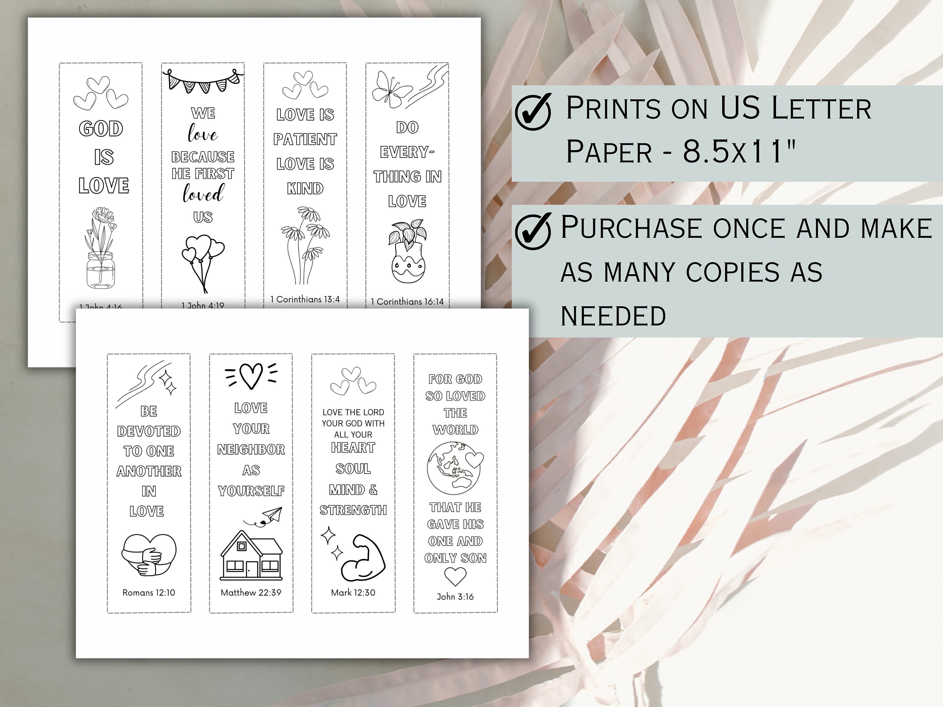 Bible Verse Coloring Bookmarks Printable Sunday School Craft About Gods ...