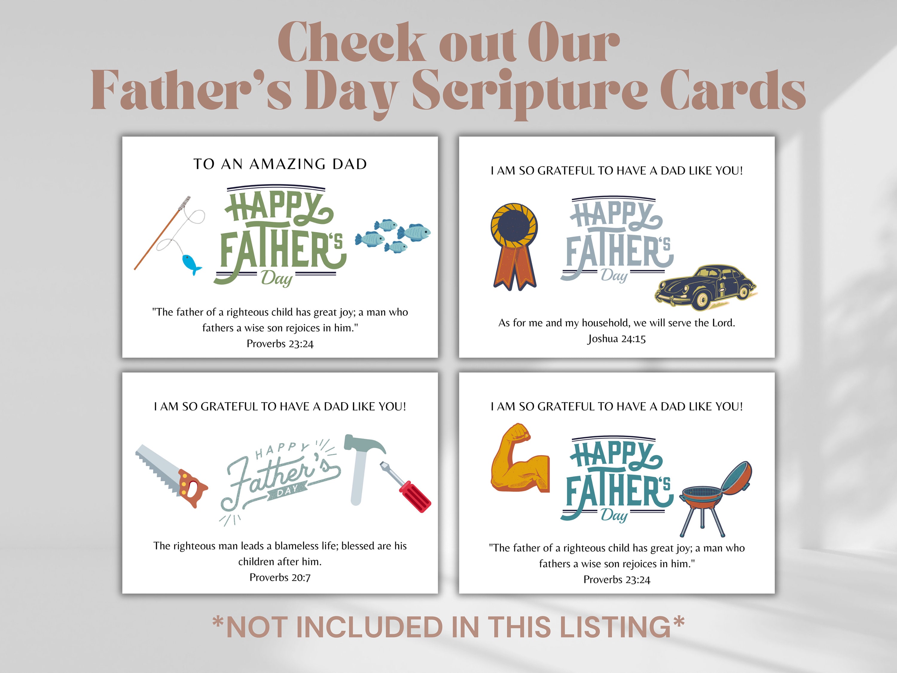 Christian Fathers Day Card Printable Bible Verse Church Gift for ...
