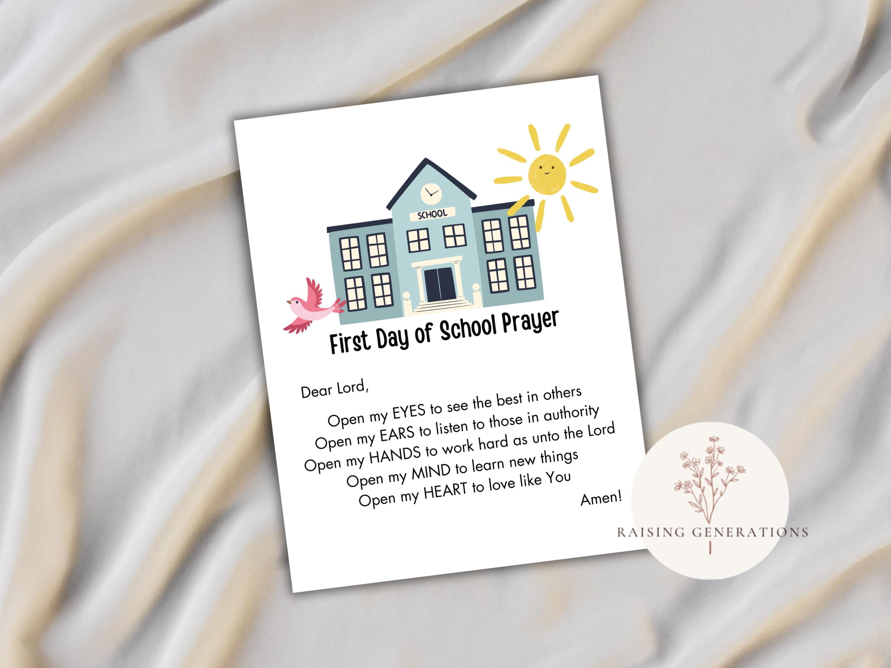 First Day of School Prayer Sign School Wall Art Christian School Poster ...