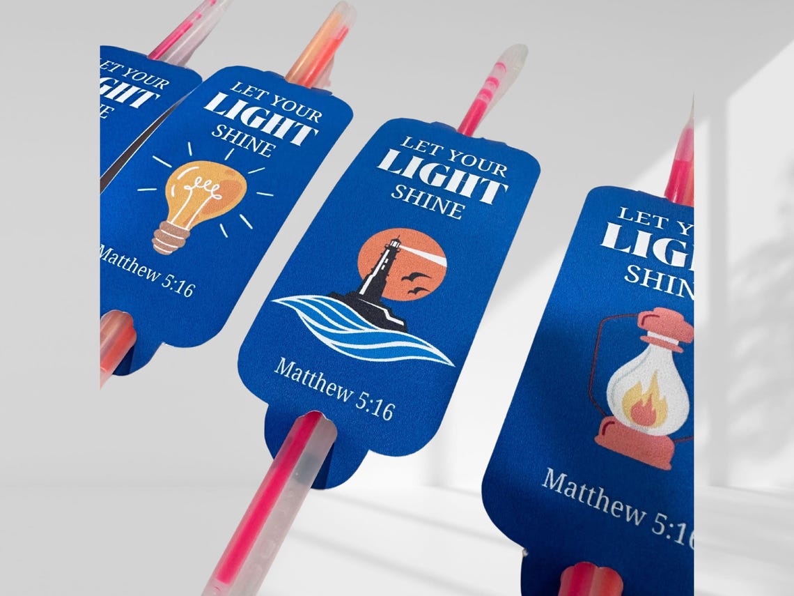 Let Your Light Shine Glow Stick Tags Let Your Light Shine Bracelet ...