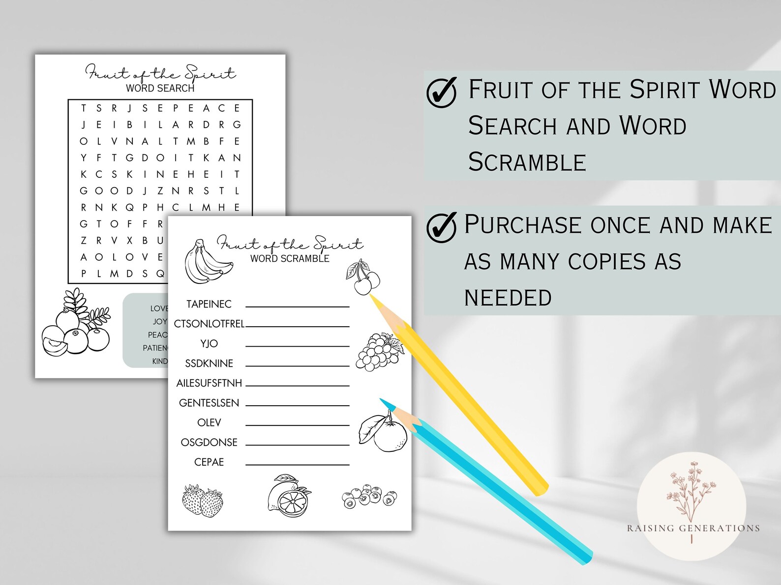 Fruit of the Spirit Bundle | Printable Bookmarks, Coloring | Bible ...