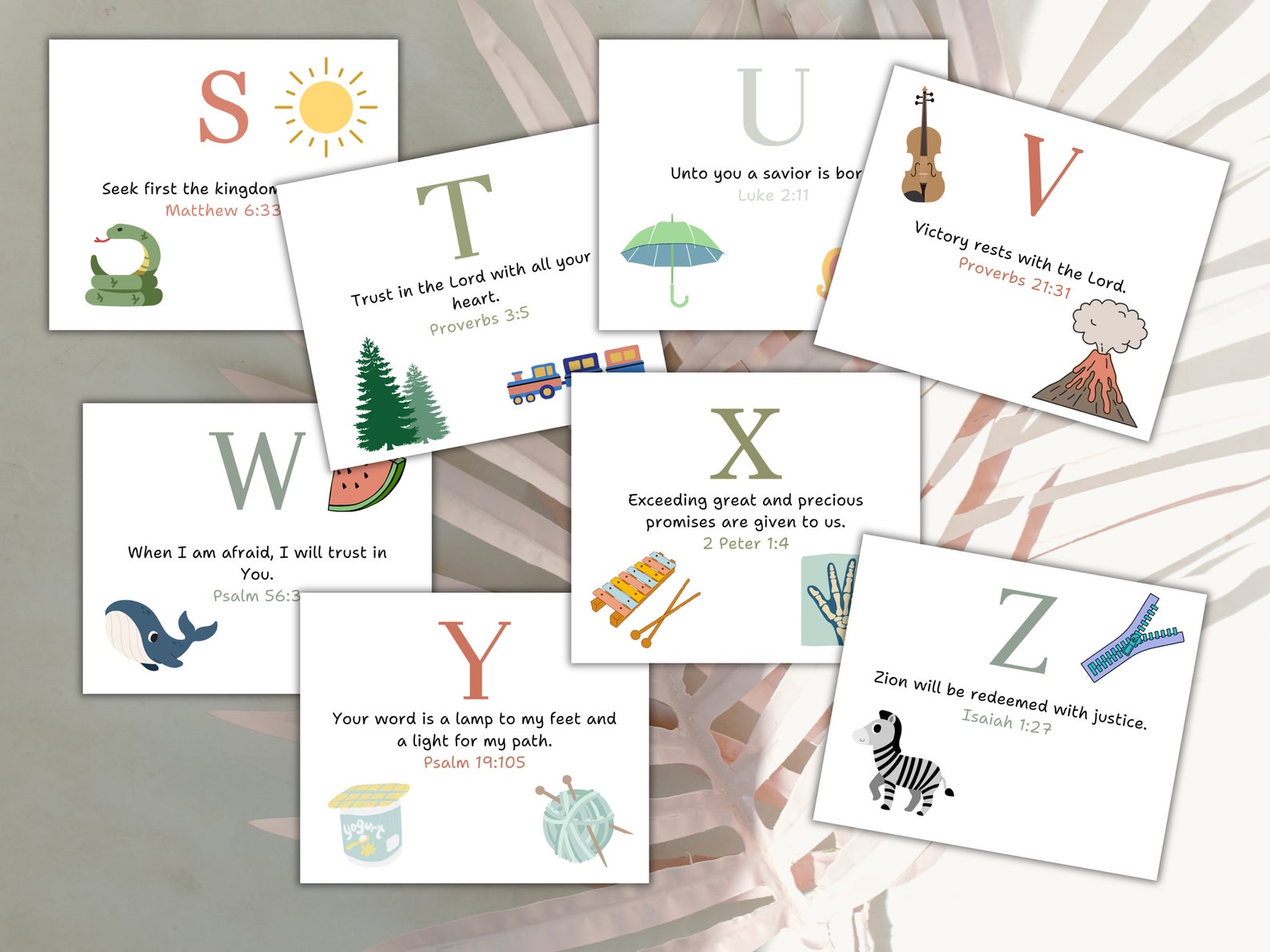 ABC Bible Verse Flashcards Scripture Card Printable Alphabet Bible ...