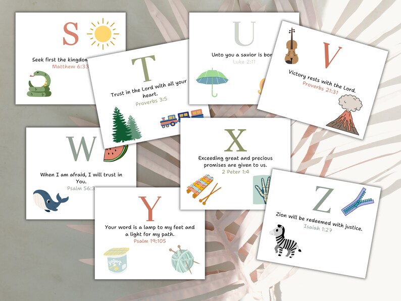 ABC Bible Verse Flashcards Scripture Card Printable Alphabet Bible ...