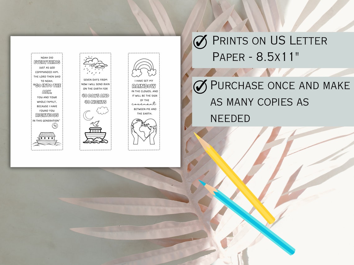 Noahs Ark Color Craft for Sunday School Lesson Book Lover Gift Reading ...