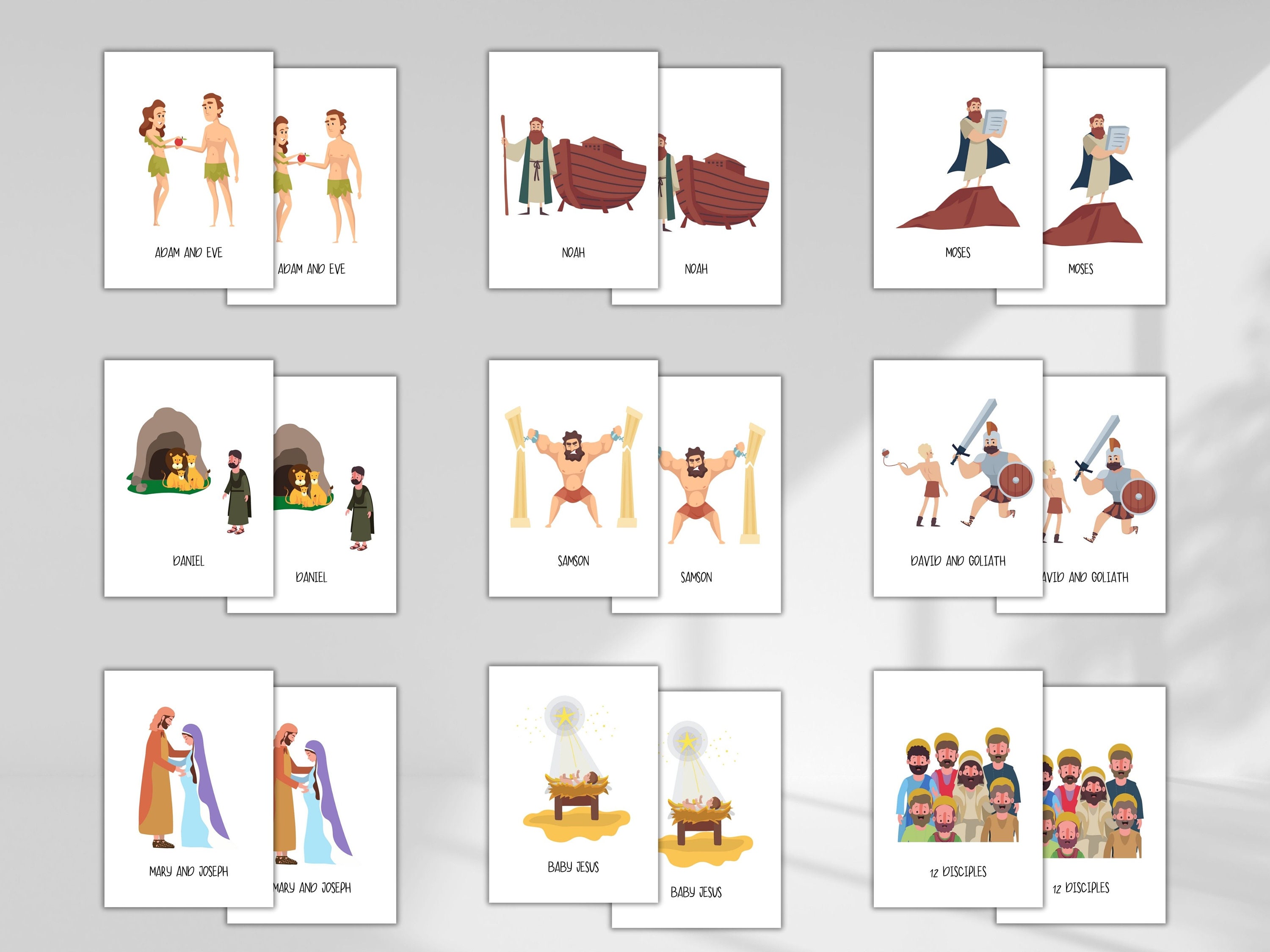 Kids Bible Character Matching Game | Christian Memory Matching Card ...