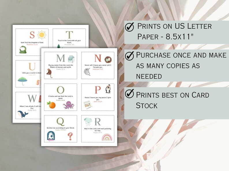 ABC Bible Verse Flashcards Scripture Card Printable Alphabet Bible ...